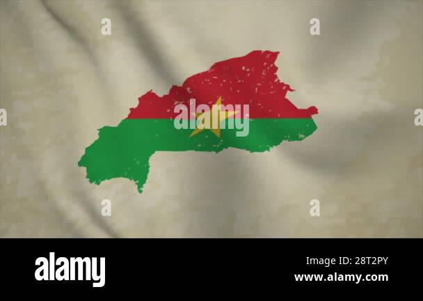 Wavy Map of BURKINA FASSO with Flag in Body Isolated on Vintage ...