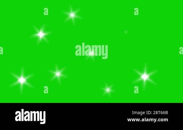 Twinkling Sparkling stars, glow Shine animation on green screen background. Magic flash or ...