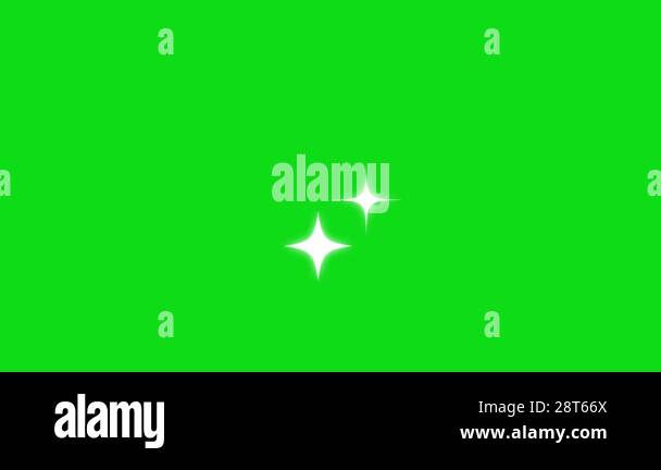 Star twinkling, glow star blinking light effect on transparent green ...