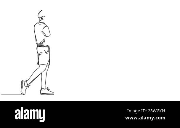 animated continuous single line drawing of man playing golf, line art ...