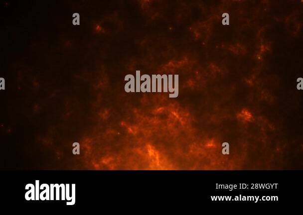 Realistic fire particles on a dark red background of smoke and ash ...