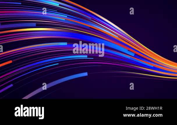 Animated glowing speed lines looped. Curved neon lines. Abstract ...