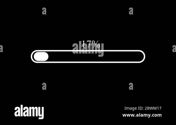 loading progress bar indicator with increasing 0 to 100 percentages isolated on green screen, ui ...
