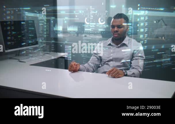 In High-Tech Office: African American Specialist Uses Augmented Reality to Visualize 3D ...