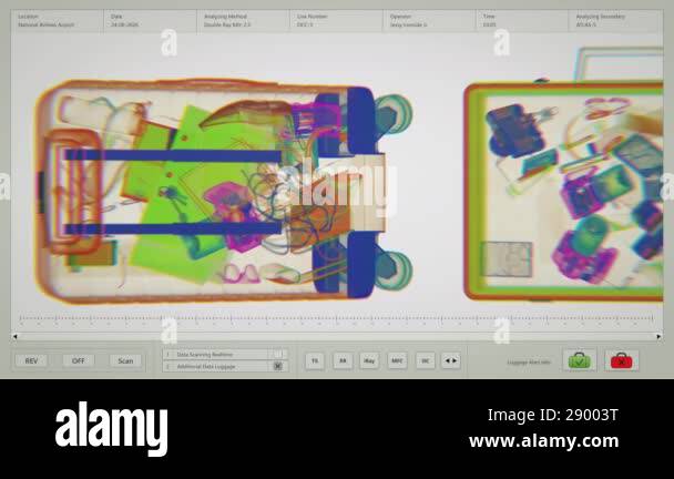 Security System in Airport Terminal: X-Ray Scan of Passengers Suitcases ...