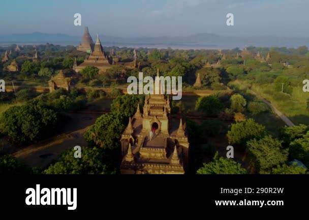 Witness the breathtaking beauty of Bagan Myanmar as golden sunlight ...