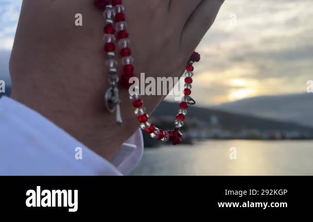 Christian prayer. Man or woman hands with rosemary, prayer to God Stock ...