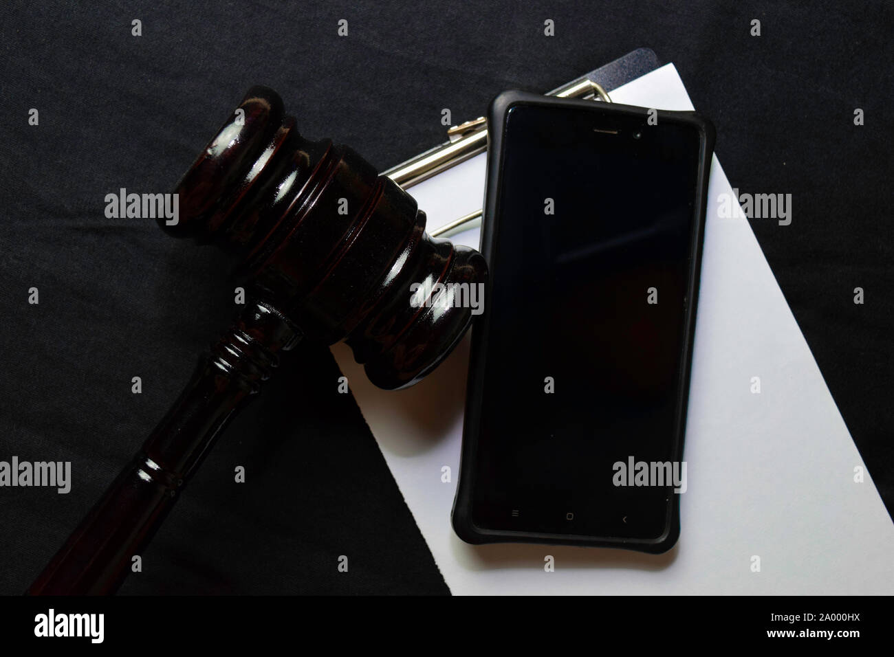 Black Judges gavel and Smartphone on office desk. Law concept Stock ...