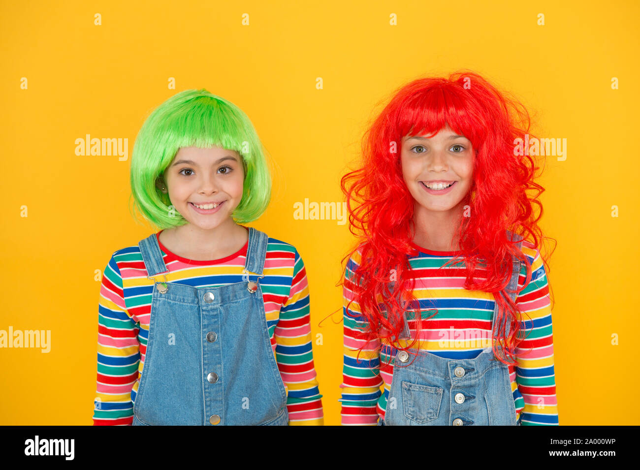 Sisters having fun. Pigment dye hair. Freedom for expression. Fantasy ...
