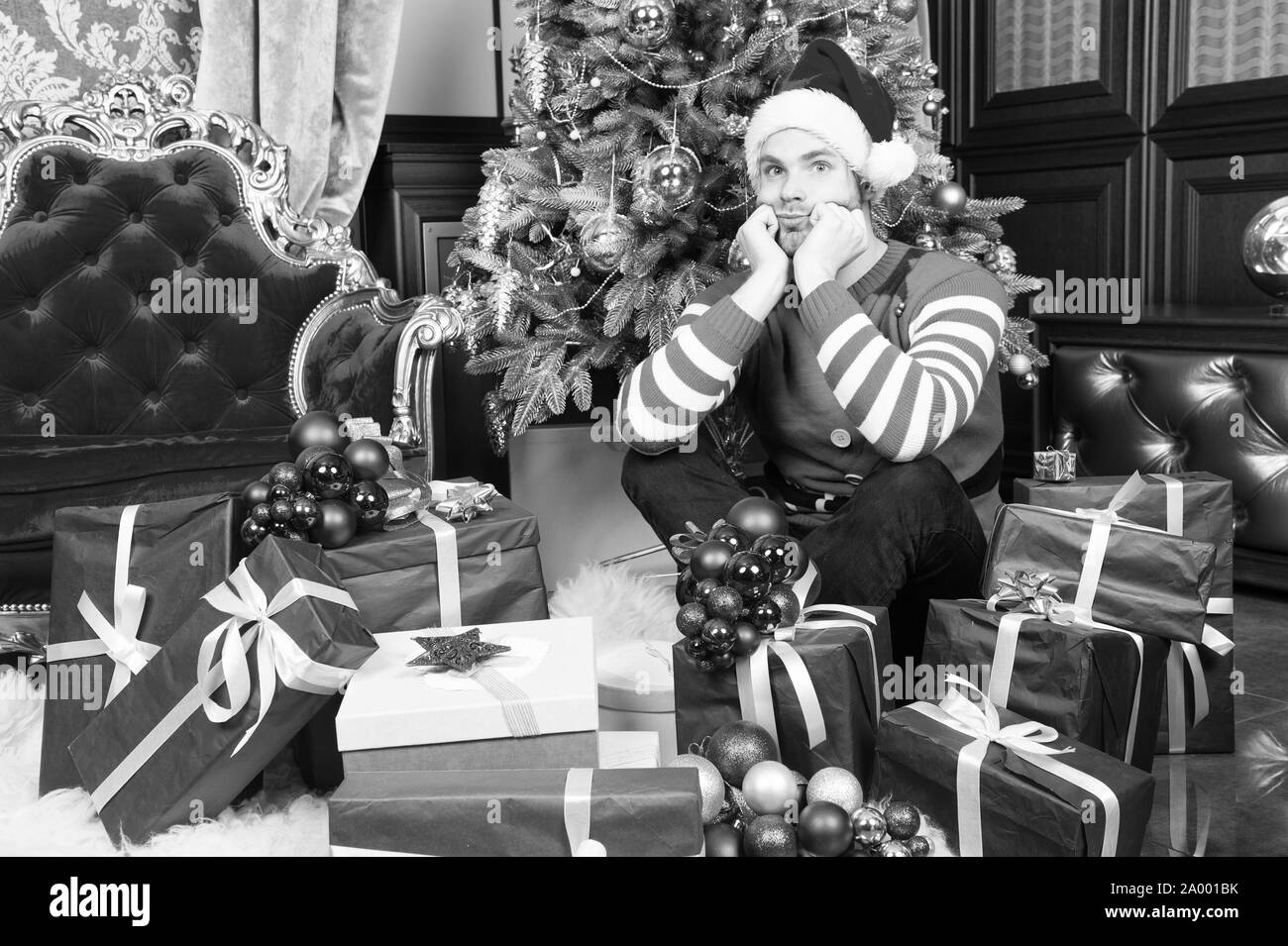 New year man prepare Black and White Stock Photos & Images - Alamy