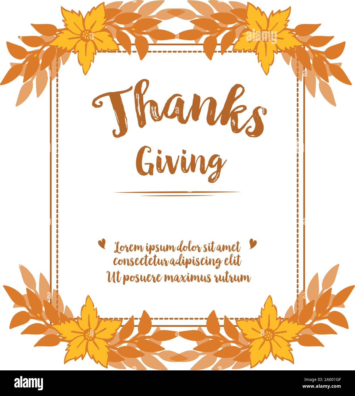 Design poster thanksgiving, with ornate leaves and flower frame. Vector ...