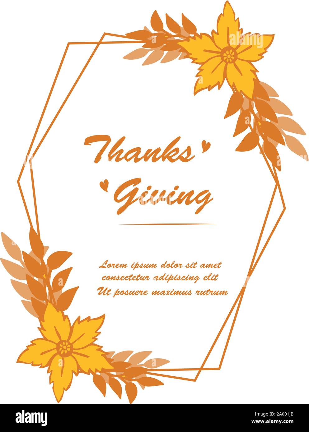 Handwritten card of thanksgiving, with beauty of leaf floral frame ...