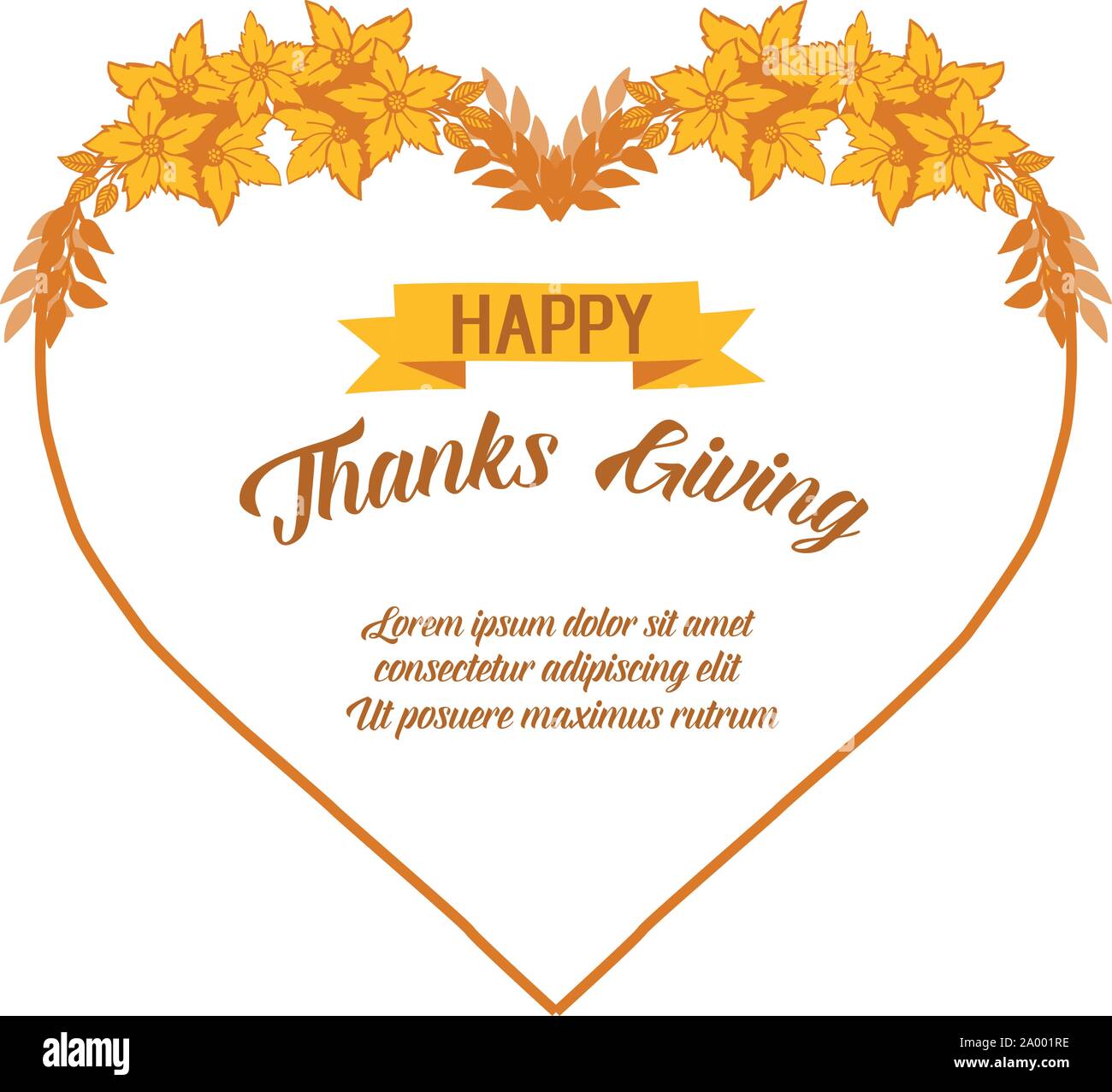 Hand drawn thanksgiving card with decorative of leaf flower frame ...