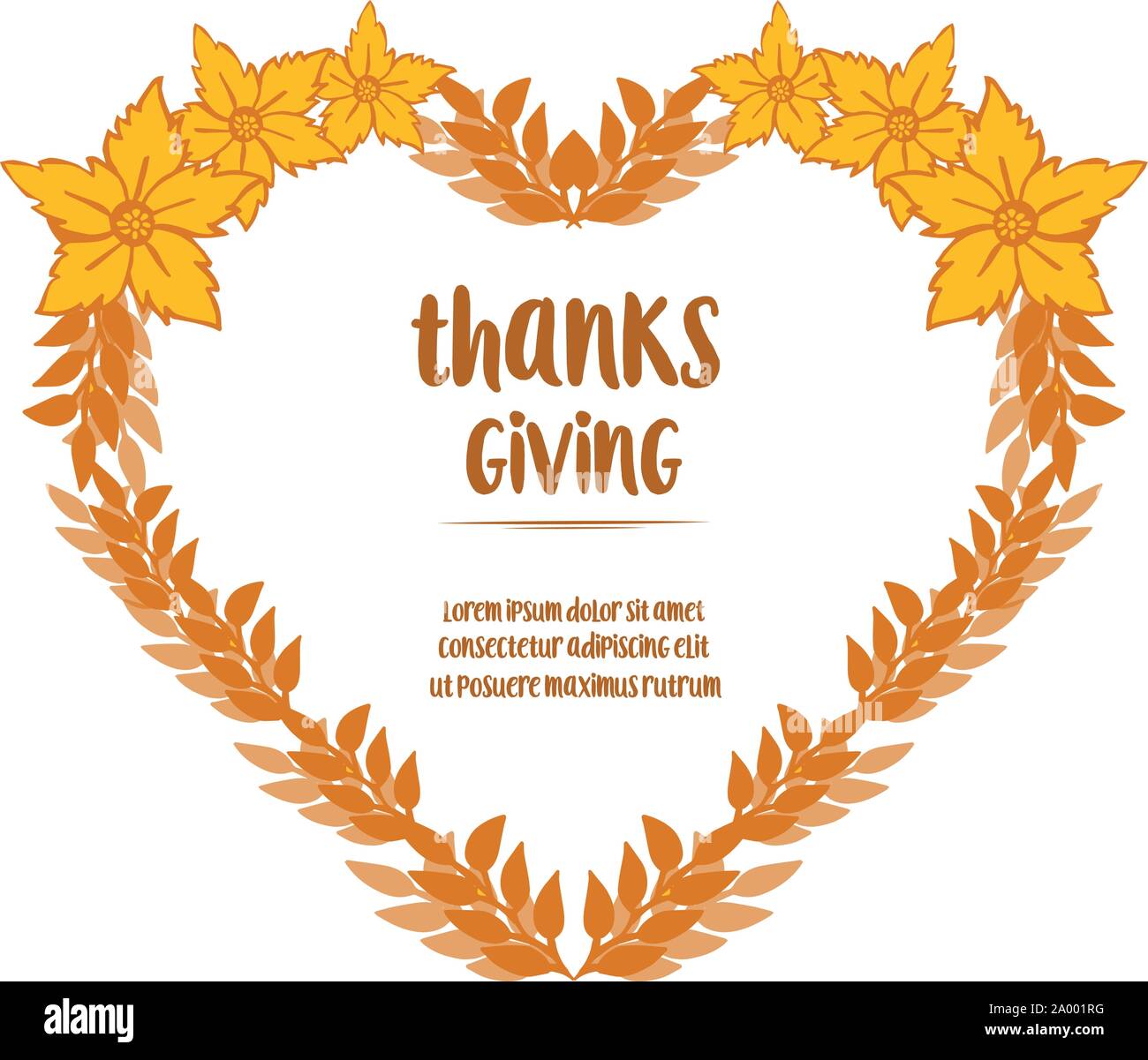 Hand drawn thanksgiving card with decorative of leaf flower frame ...