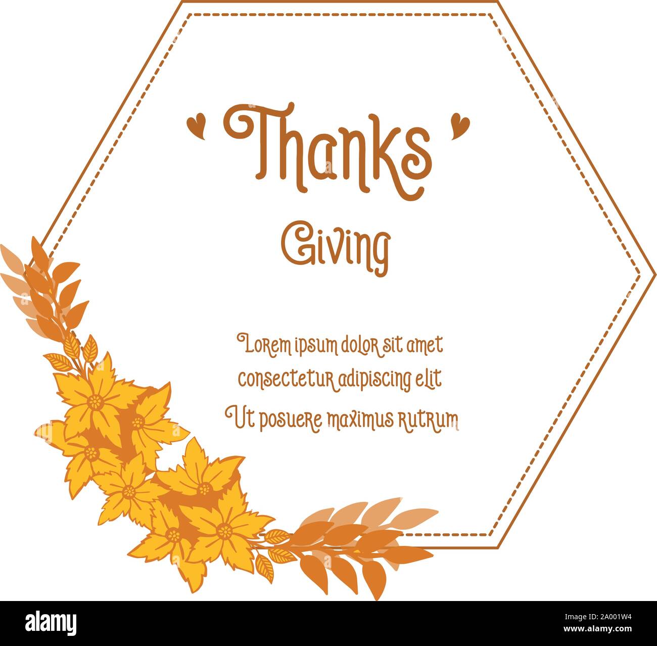Hand drawn thanksgiving card with decorative of leaf flower frame ...