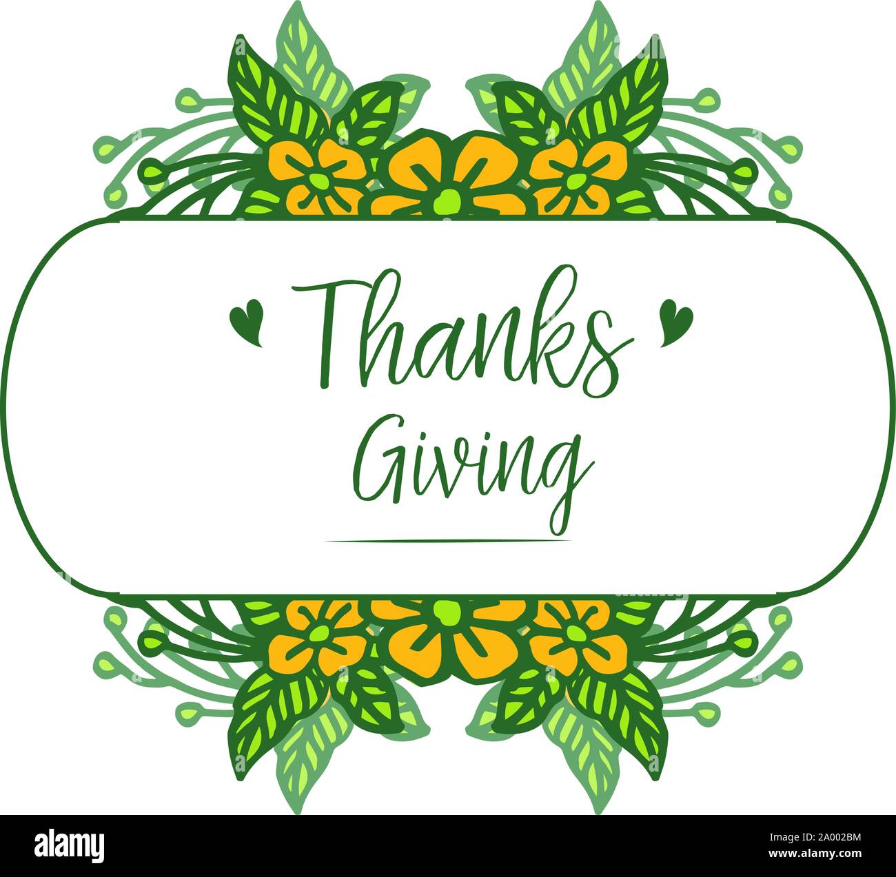 Lettering banner of thanksgiving with texture of yellow flower frame ...