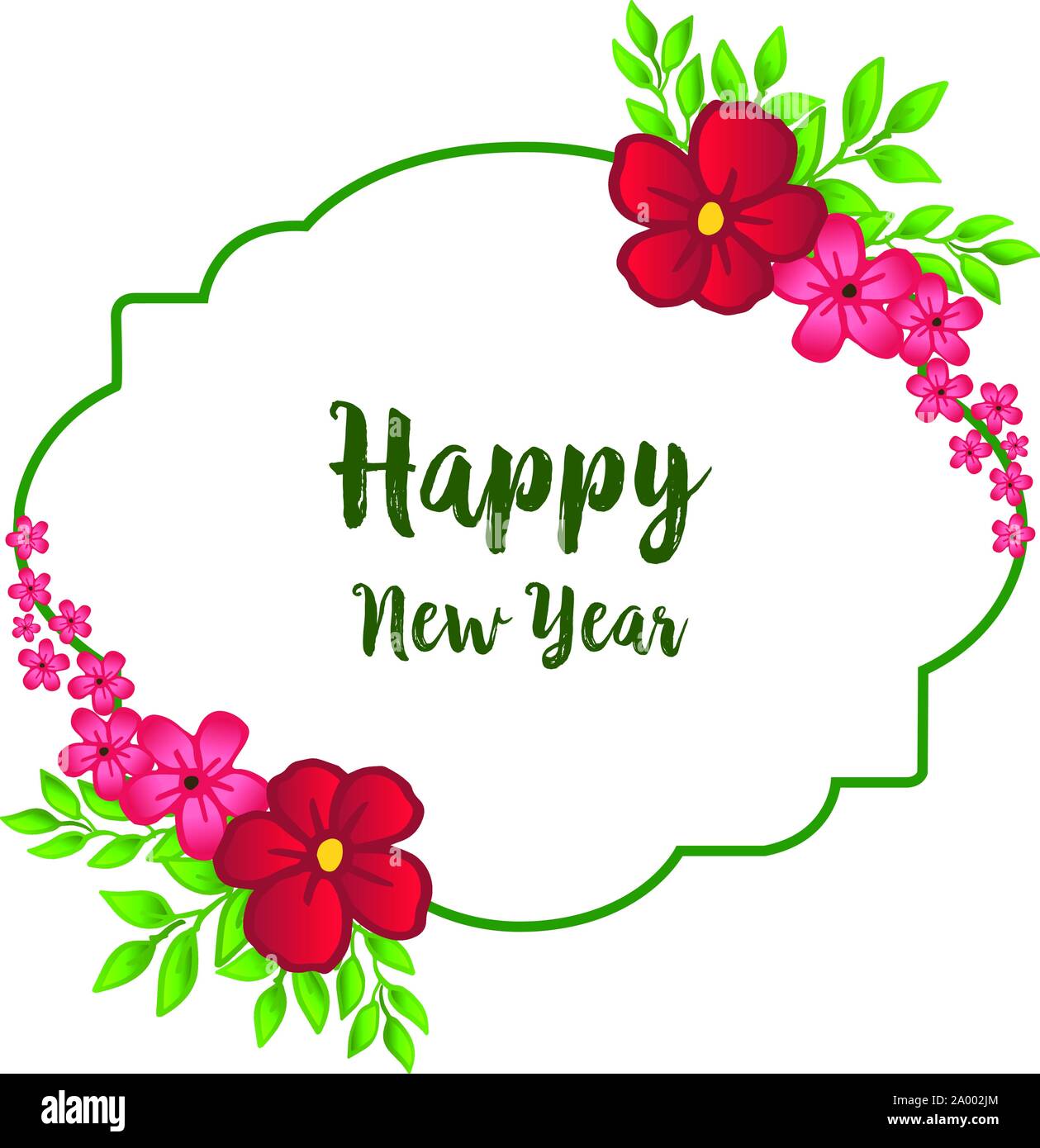 Card happy new year background with design pattern of red wreath frame ...
