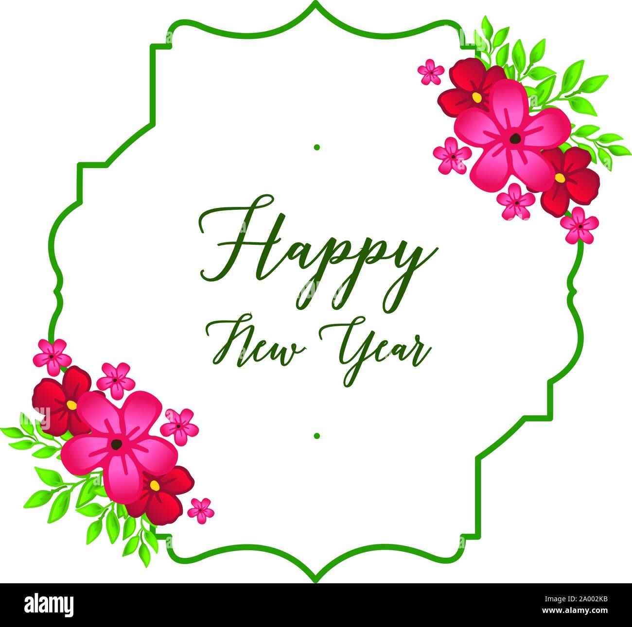 Card happy new year background with design pattern of red wreath frame ...