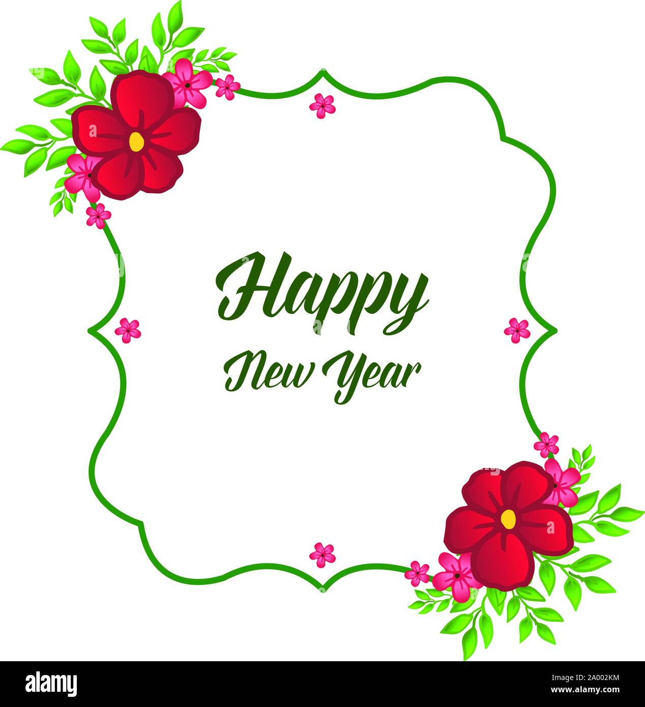 Card happy new year background with design pattern of red wreath frame ...