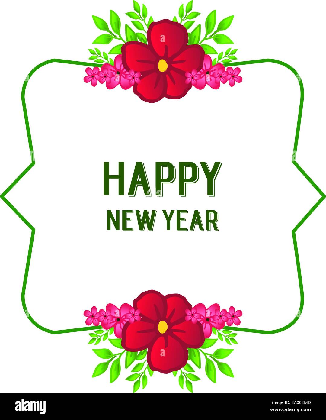 Card happy new year background with design pattern of red wreath frame ...