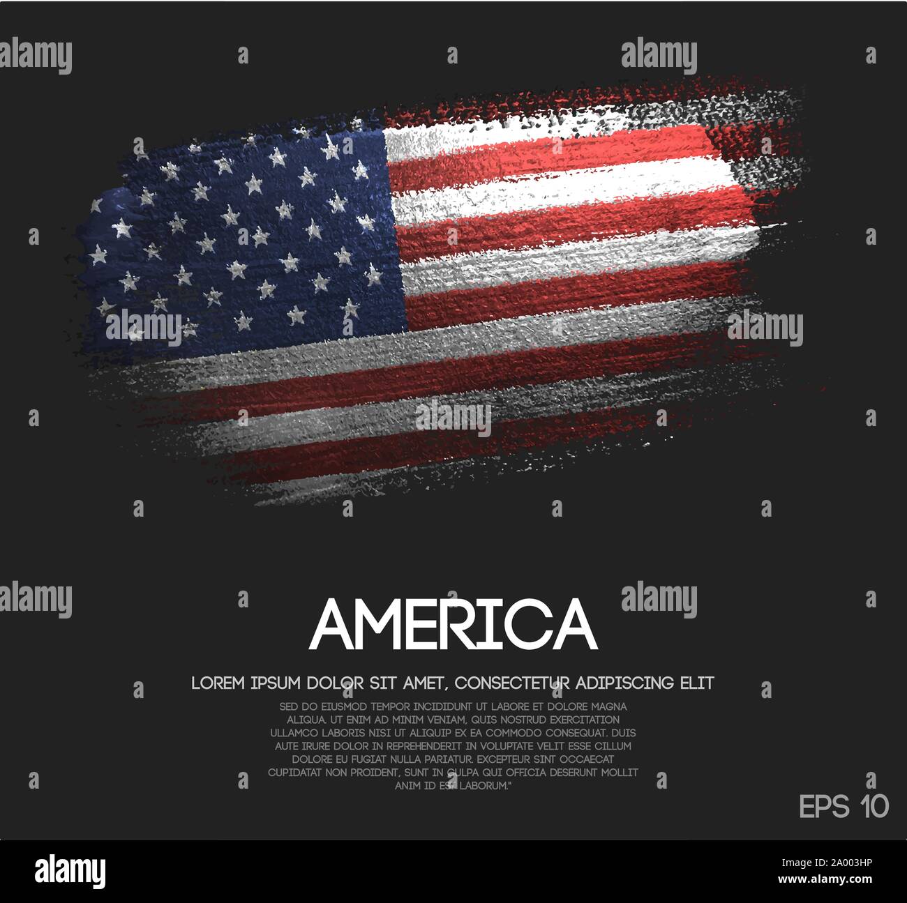 America Flag Made of Glitter Sparkle Brush Paint Vector Stock Vector ...