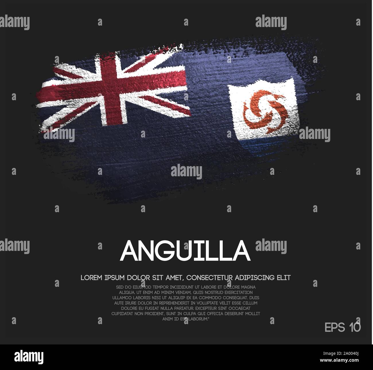 Anguilla Flag Made of Glitter Sparkle Brush Paint Vector Stock Vector ...