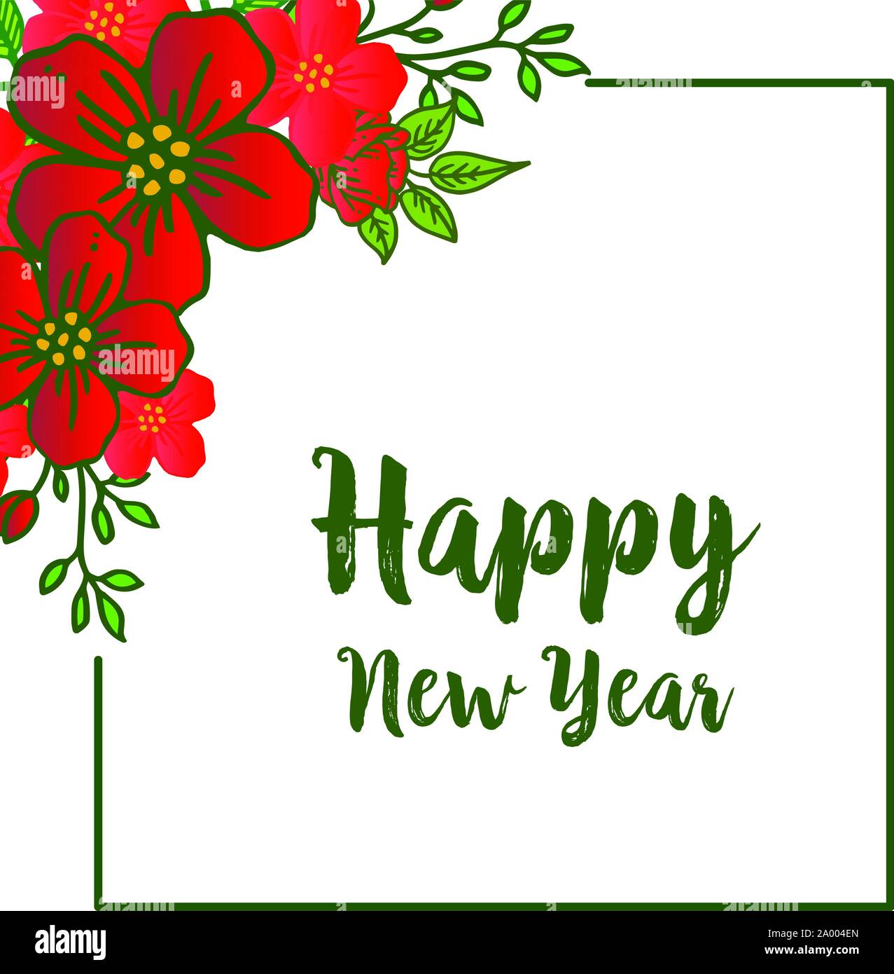 Wallpaper of red flower frame blossom, for elegant card happy new year ...