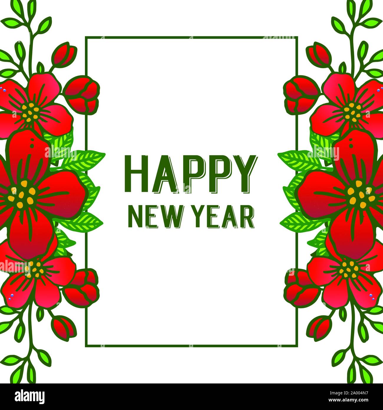 Decoration element of red flower frame, for poster happy new year ...