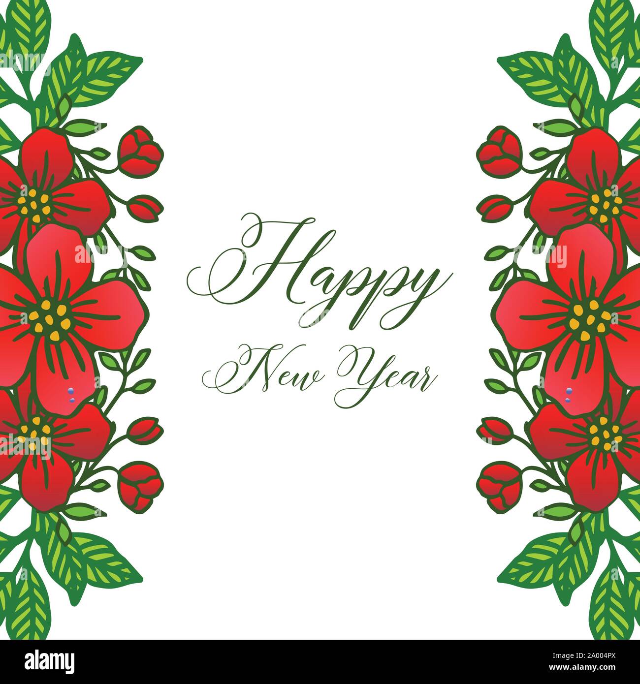 Decoration element of red flower frame, for poster happy new year ...