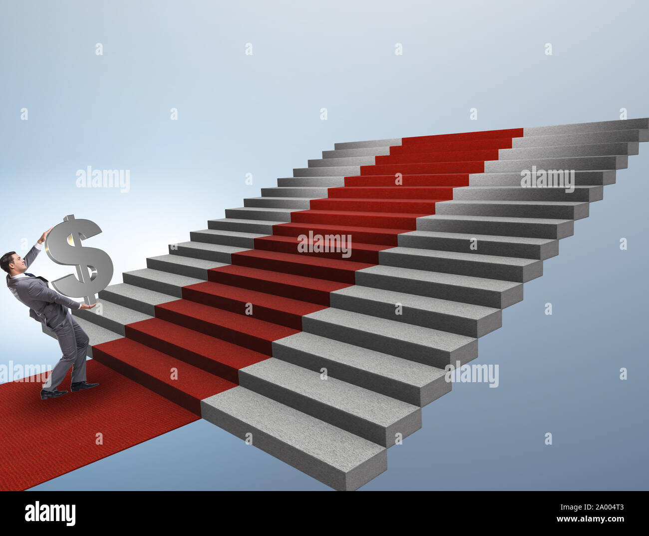 The young businessman climbing stairs and red carpet Stock Photo - Alamy