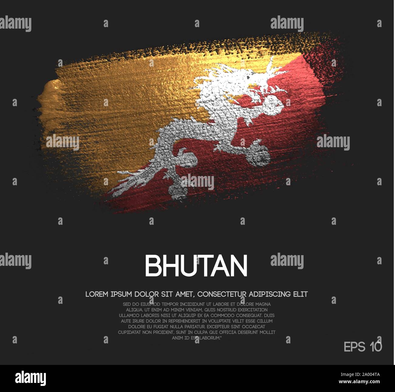 Bhutan Flag Made of Glitter Sparkle Brush Paint Vector Stock Vector ...