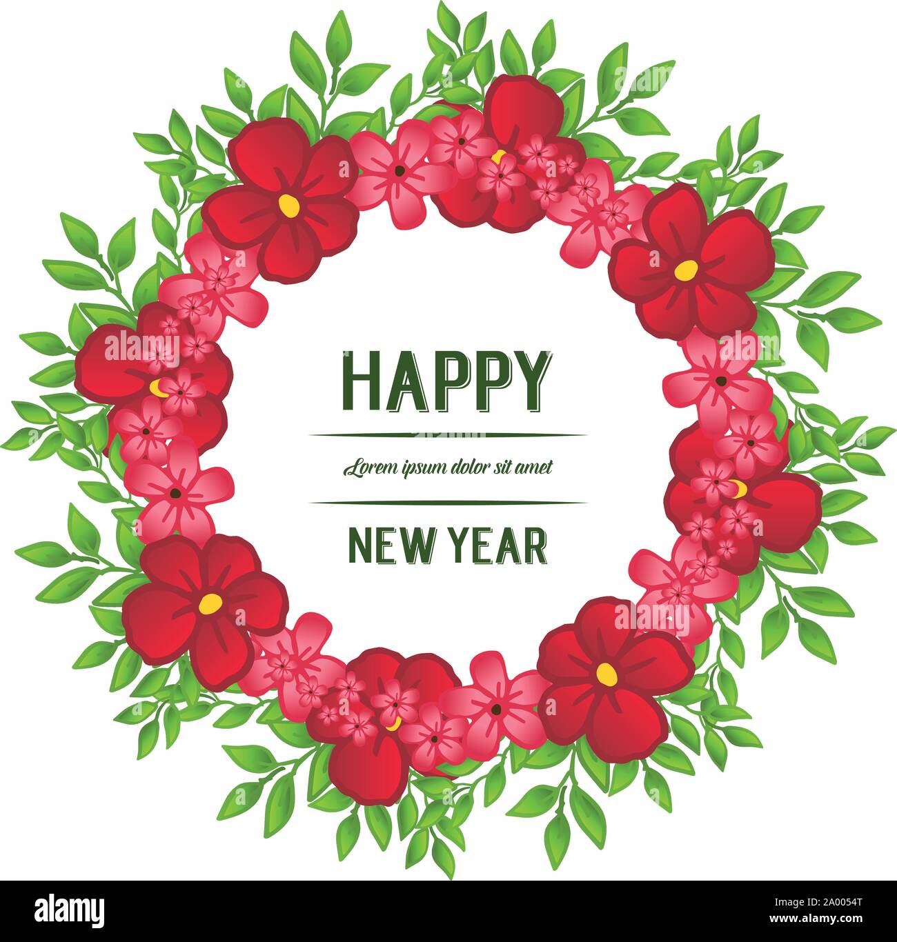 Ornament nature green leafy flower frame for template of card happy new ...