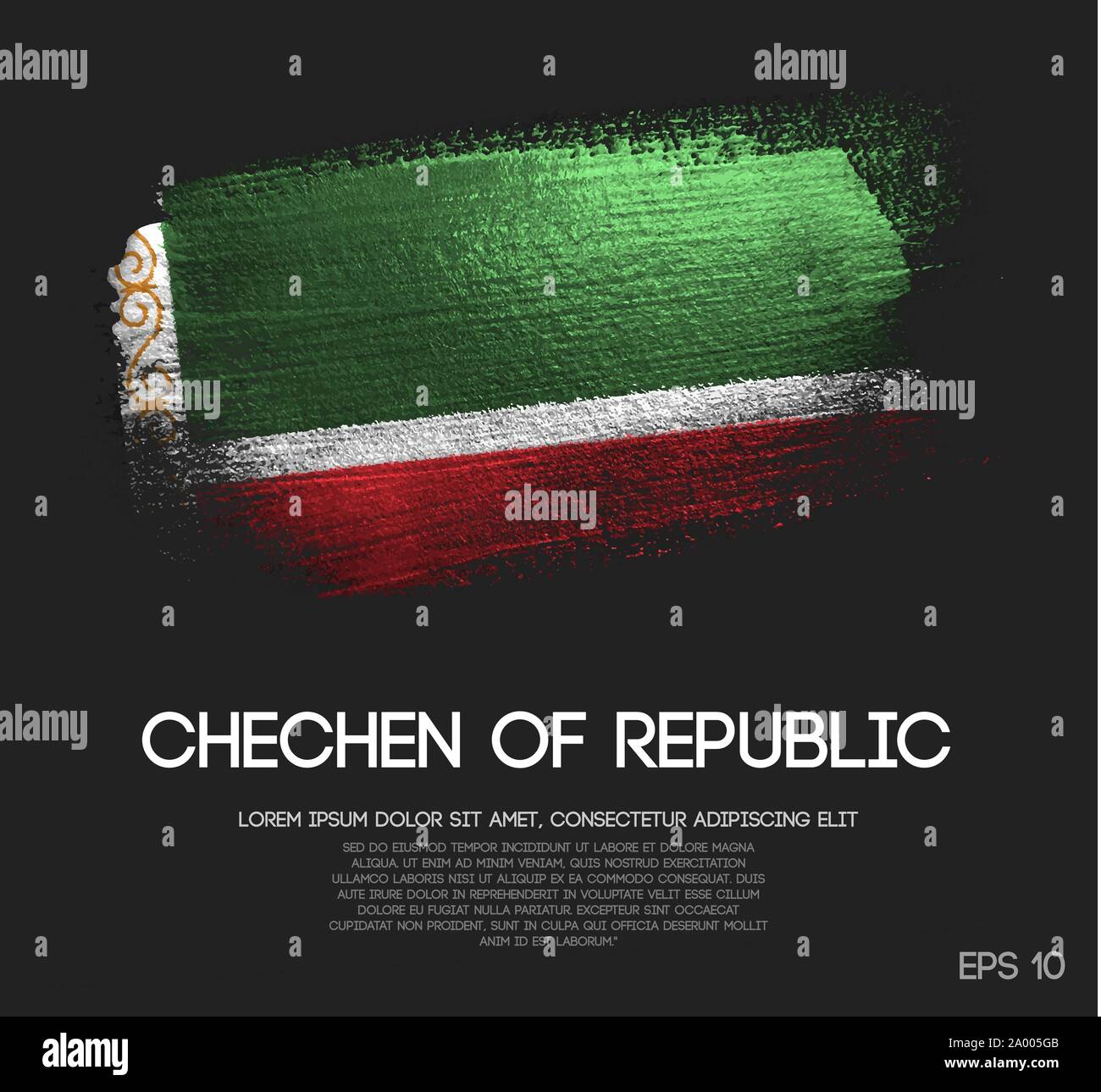 Chechen Republic Flag Made of Glitter Sparkle Brush Paint Vector Stock ...