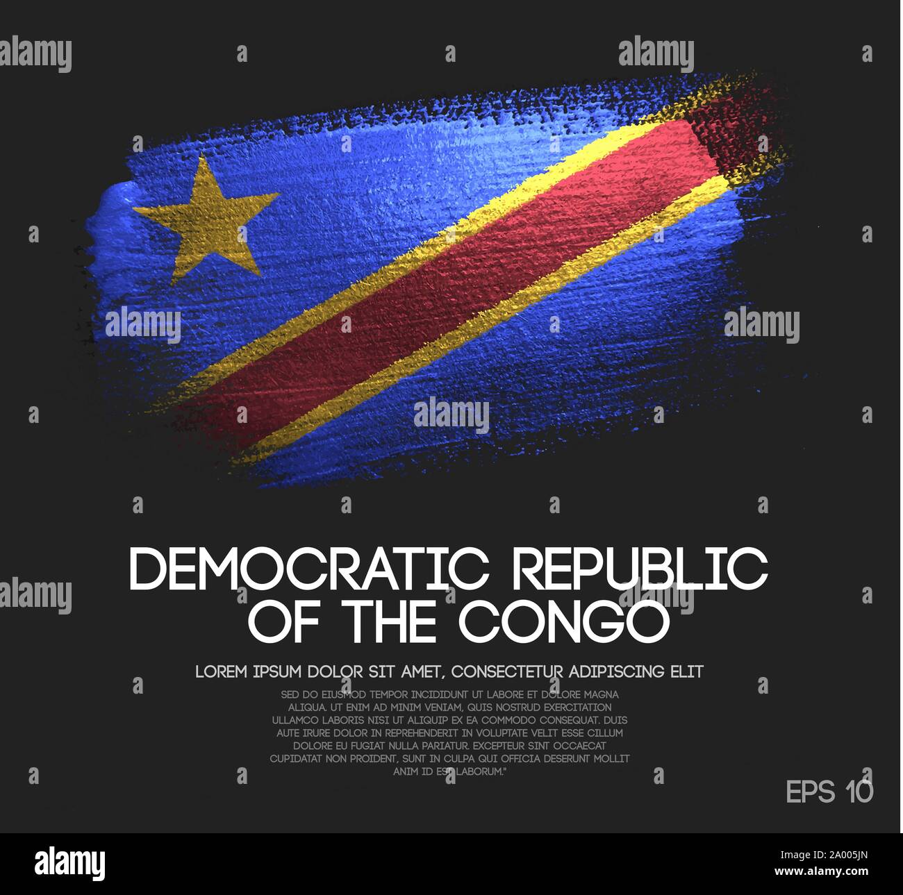 Democratic Republic of the Congo Flag Made of Glitter Sparkle Brush ...