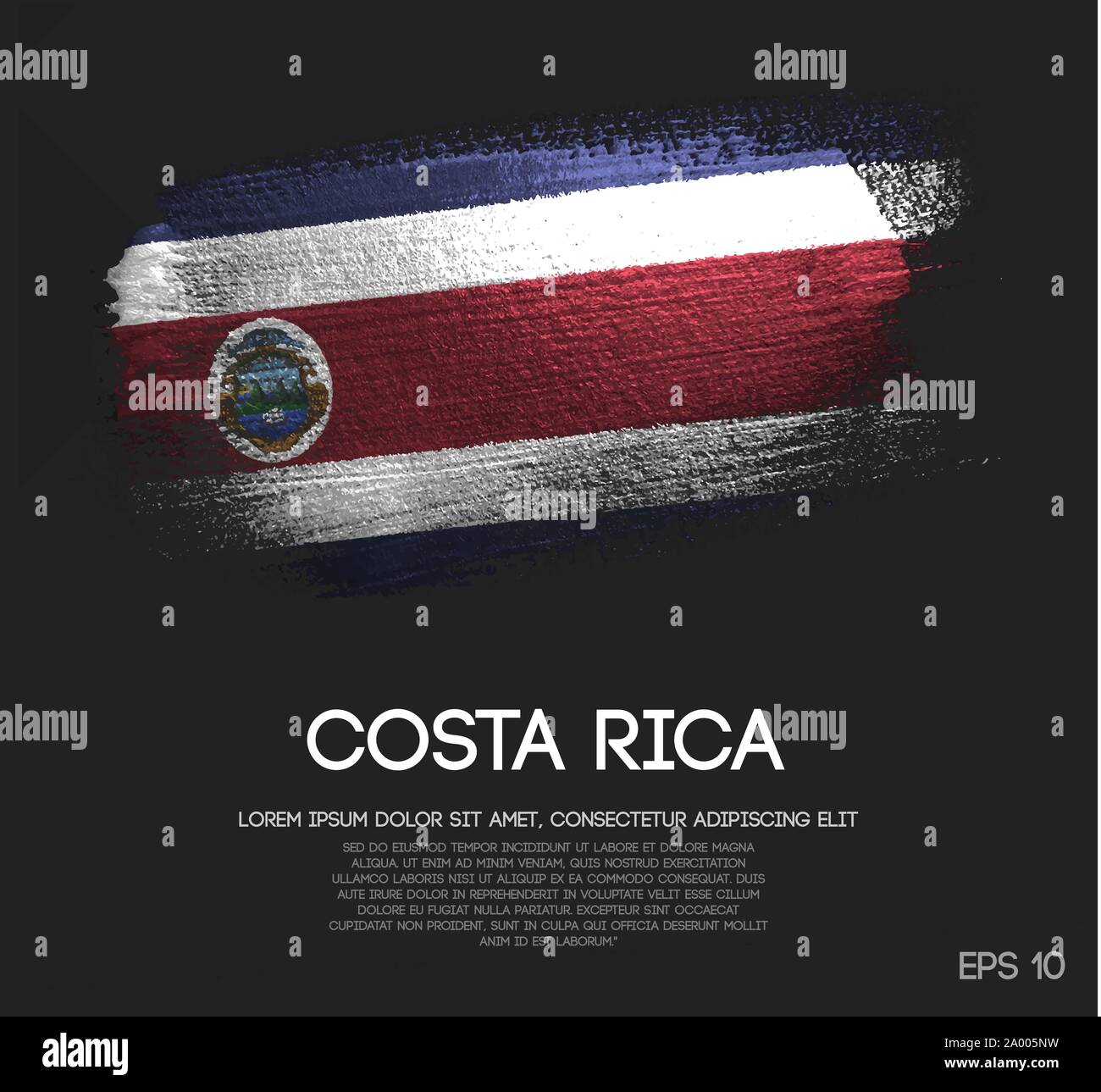 Costa Rica Flag Made of Glitter Sparkle Brush Paint Vector Stock Vector ...