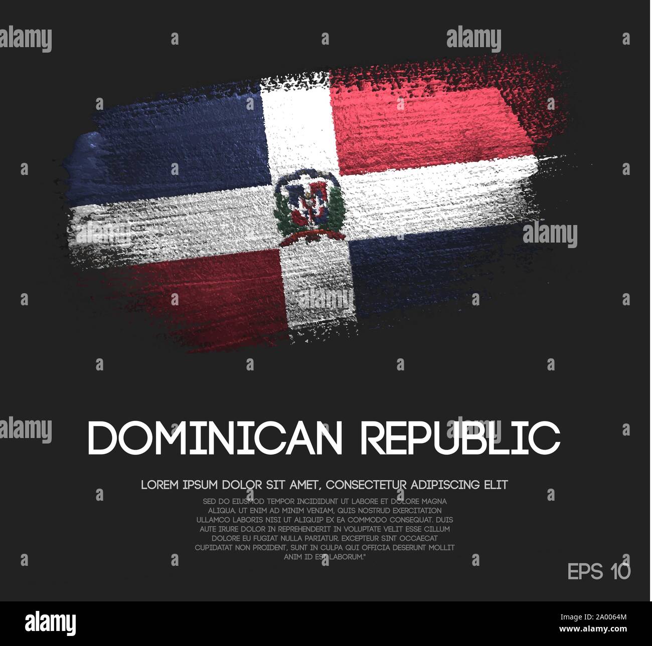 Dominican Republic Flag Made of Glitter Sparkle Brush Paint Vector ...