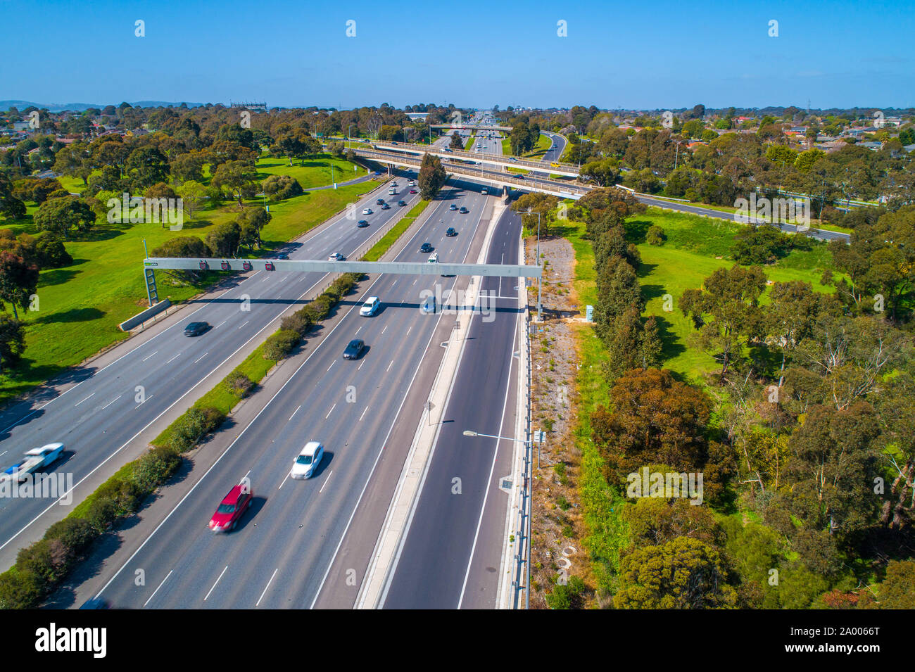 Aerial view of cars driving on highway in Melbourne, Australia Stock ...
