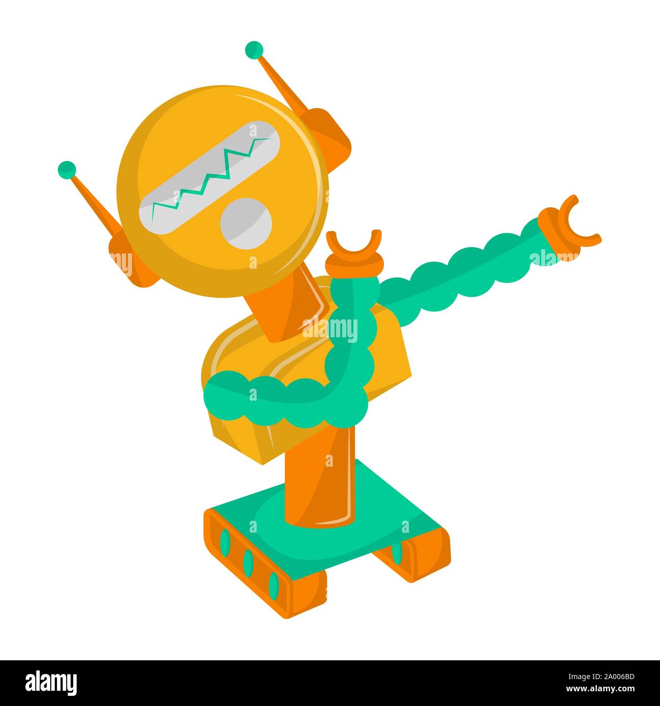 Happy robot toy on a white background - Vector Stock Vector Image & Art ...