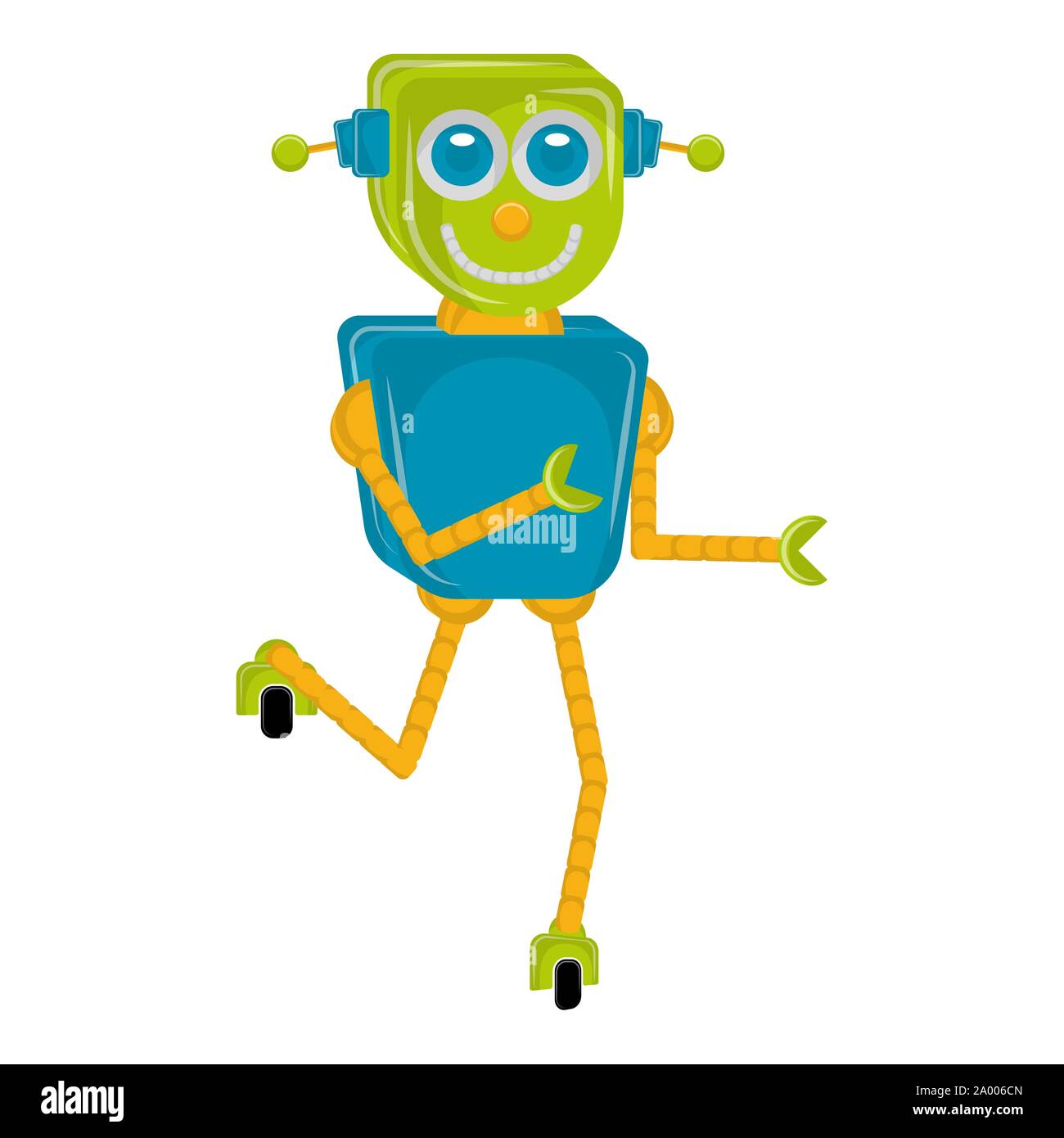 Happy robot toy on a white background - Vector Stock Vector Image & Art ...