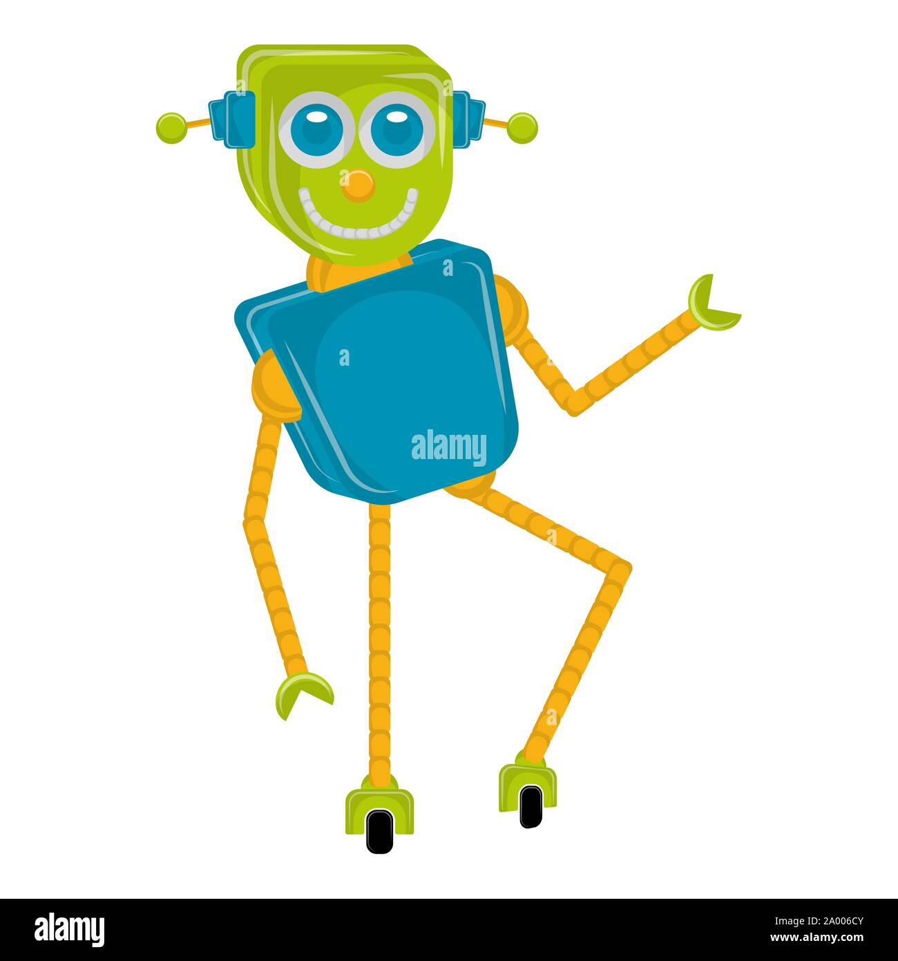 Happy robot toy on a white background - Vector Stock Vector Image & Art ...