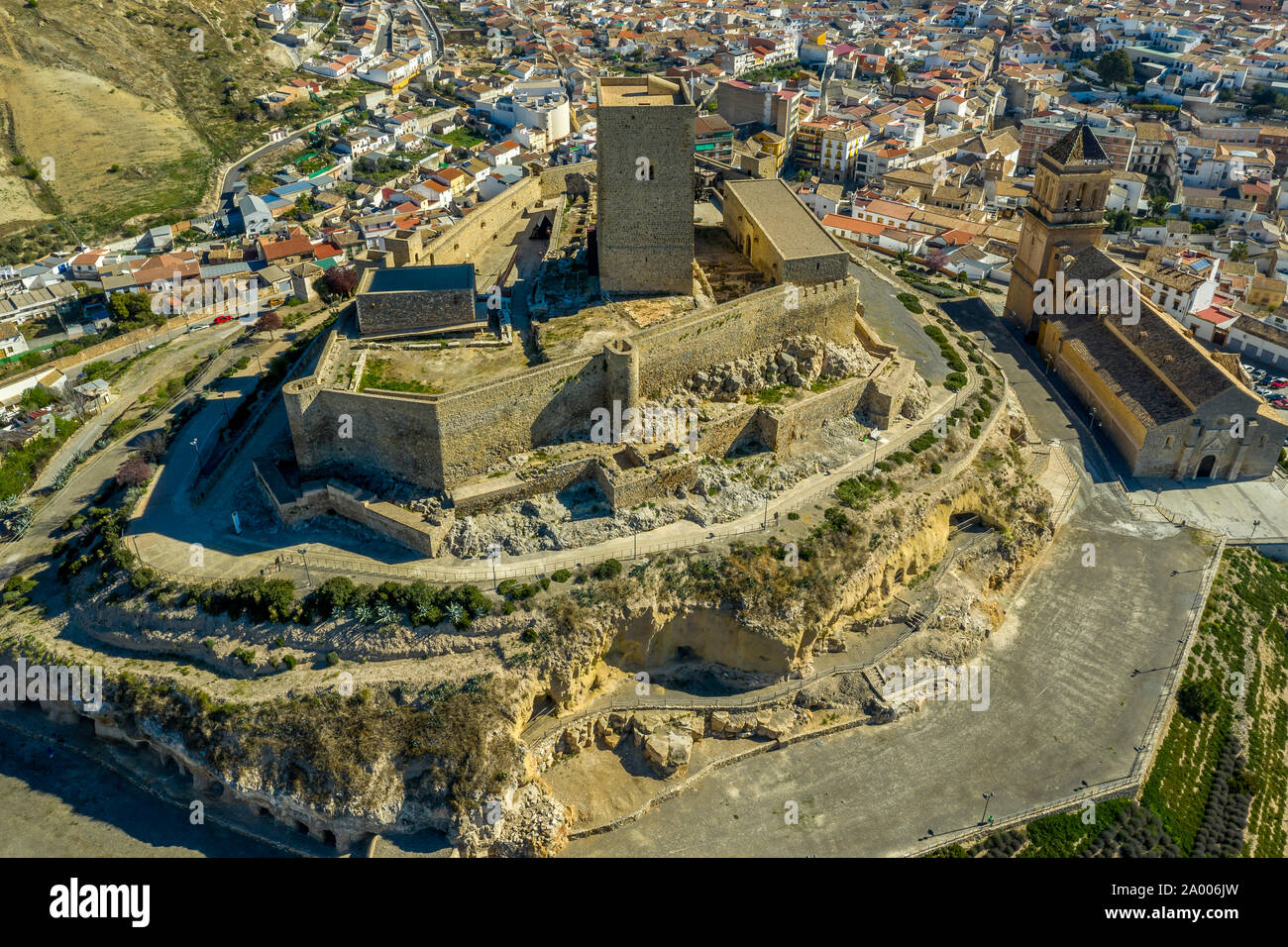 Alcaudete castle panoramic aerial view in Andalucia Spain Stock Photo ...