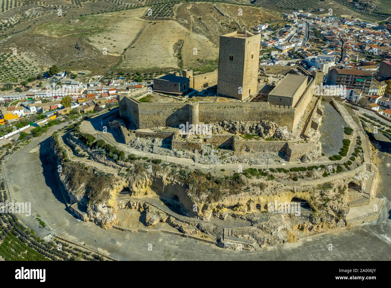 Alcaudete castle panoramic aerial view in Andalucia Spain Stock Photo ...