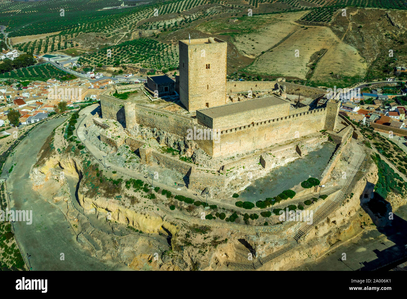 Alcaudete castle panoramic aerial view in Andalucia Spain Stock Photo ...