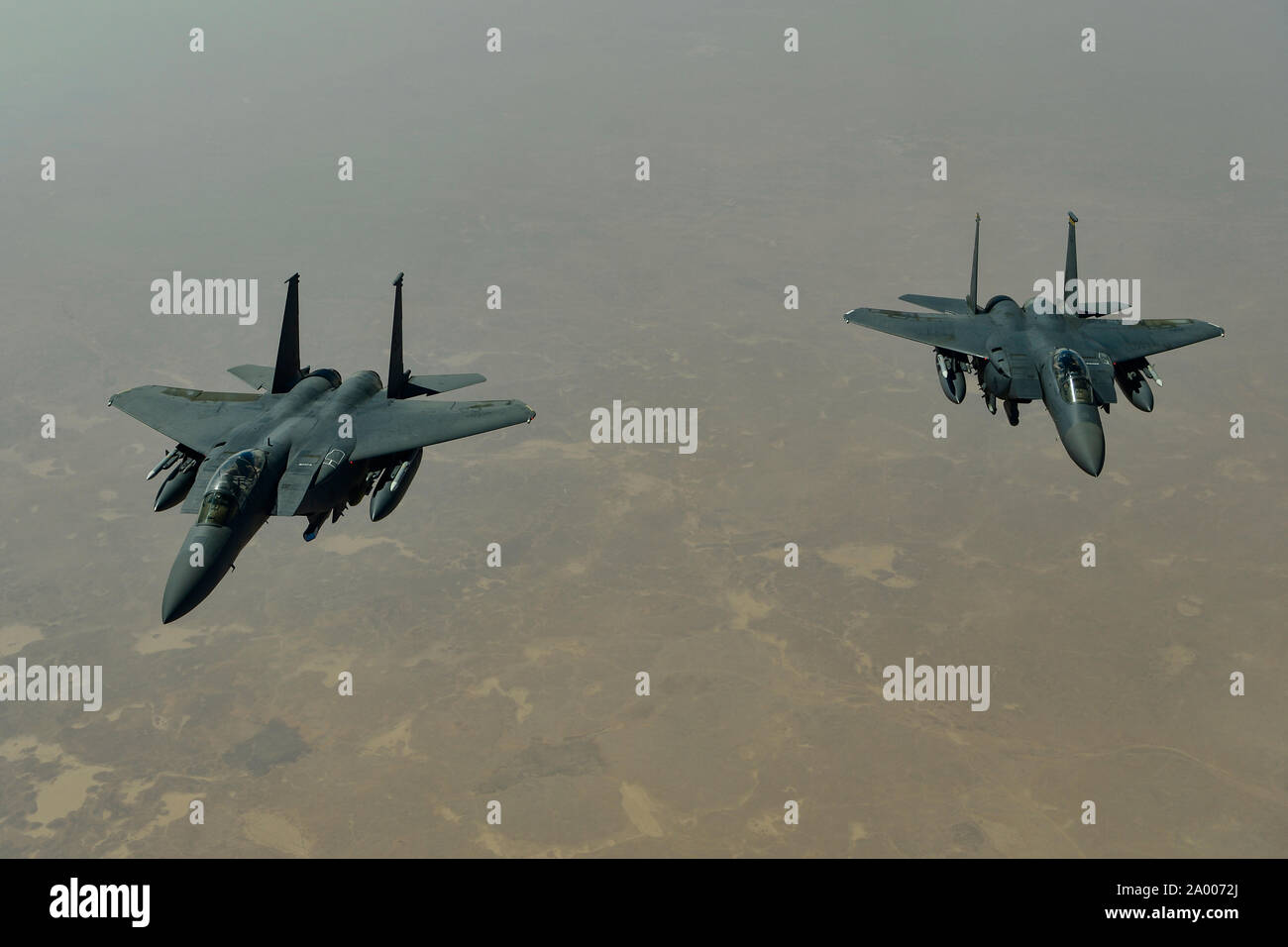 Two U.S. Air Force F-15E Strike Eagles assigned to the 336th Fighter Squadron, operating out of ...