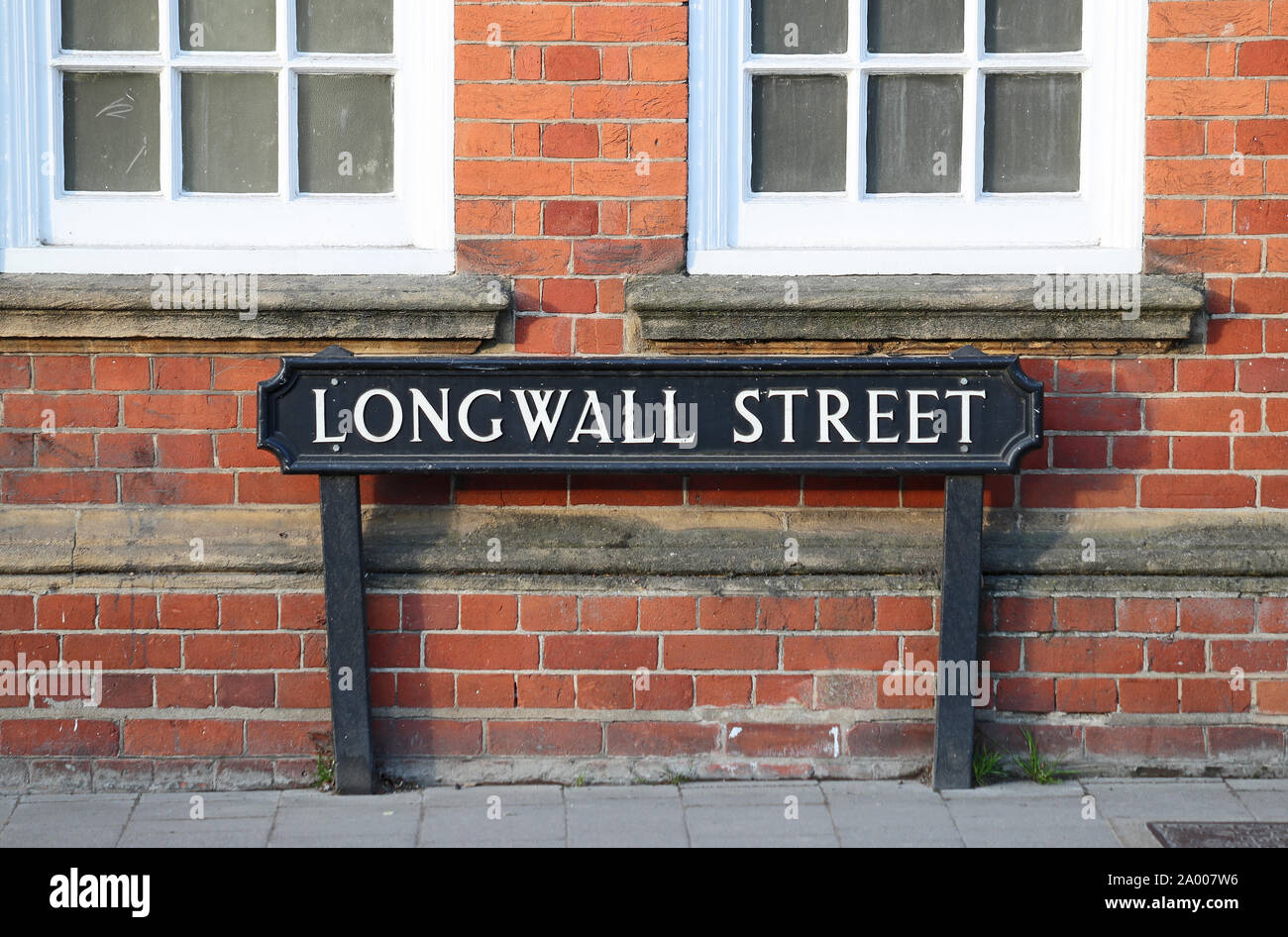 cast iron traditional street sign labelling Longwall Street in Oxford ...