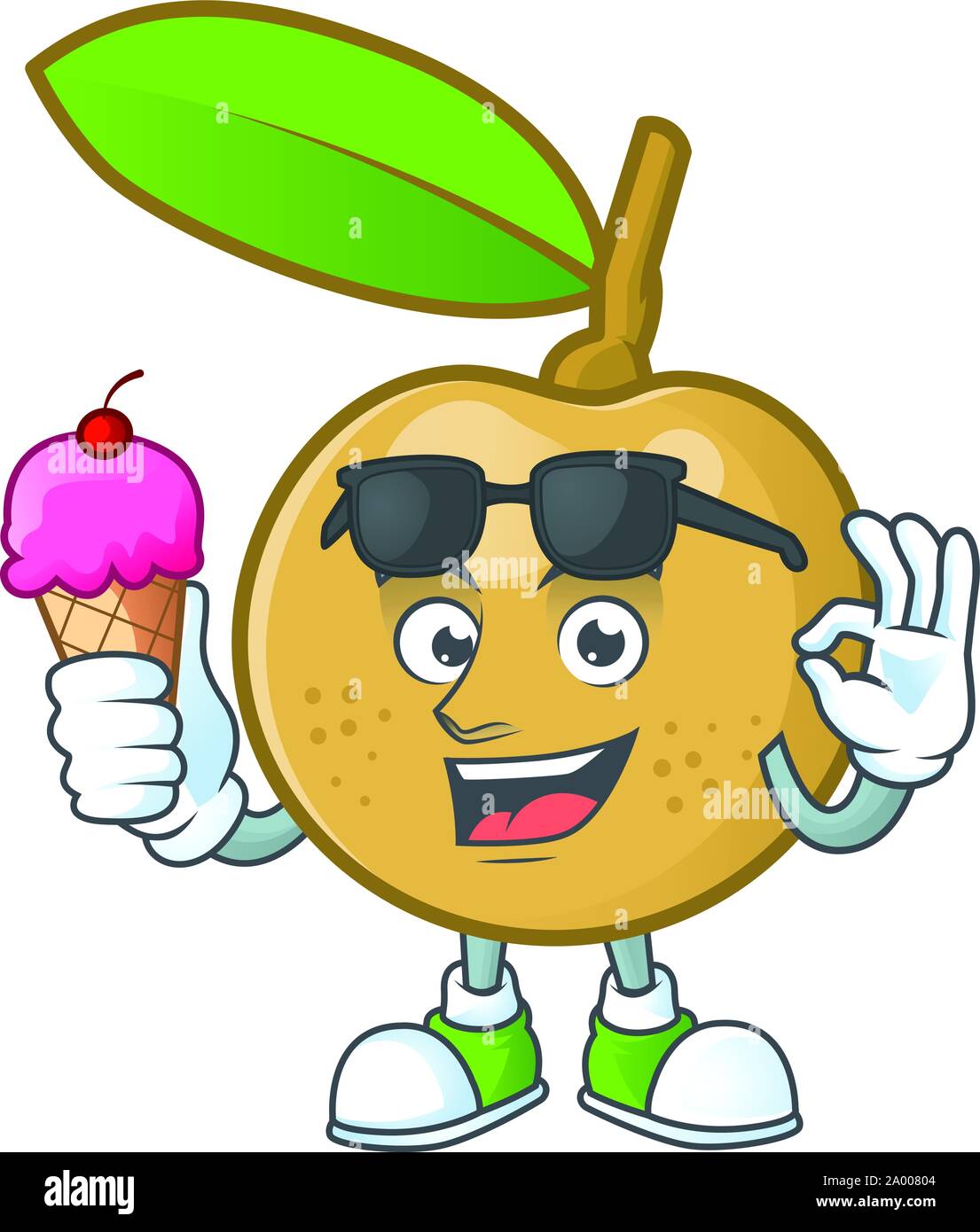 With ice cream cute longan fruit cartoon with character mascot Stock ...