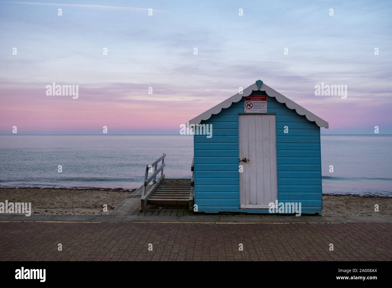 A cyan and white shed Stock Photo - Alamy