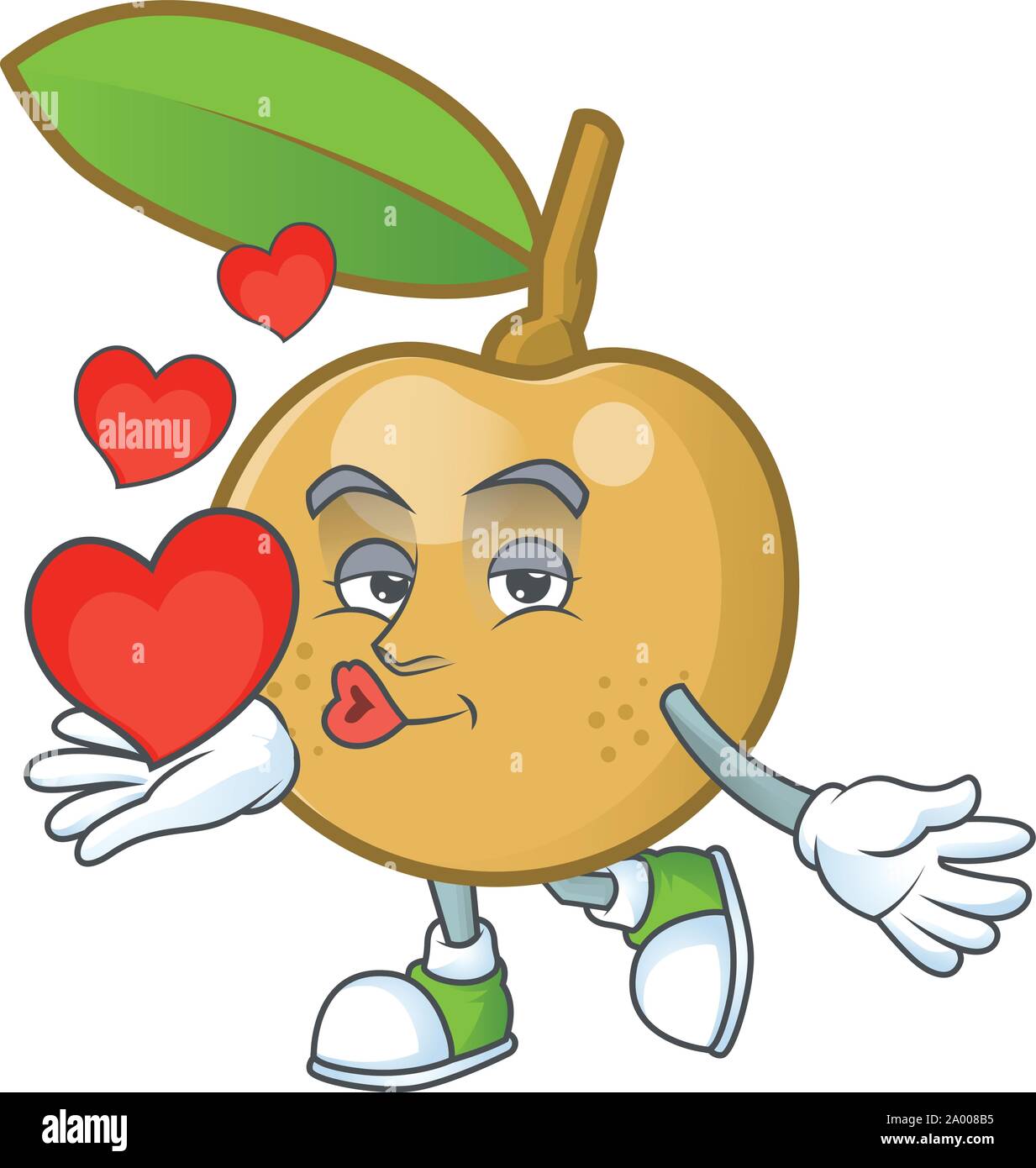 With heart fresh longan cartoon on white background Stock Vector Image ...