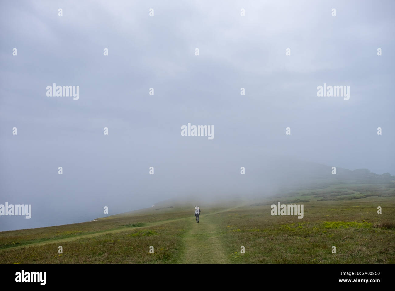 Man walking into the fog Stock Photo - Alamy