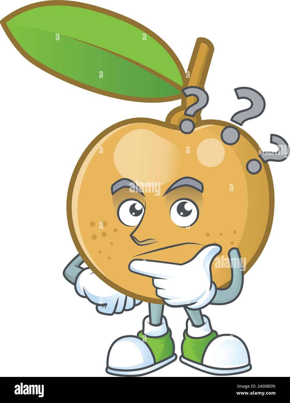 Thinking fresh longan cartoon on white background Stock Vector Image ...